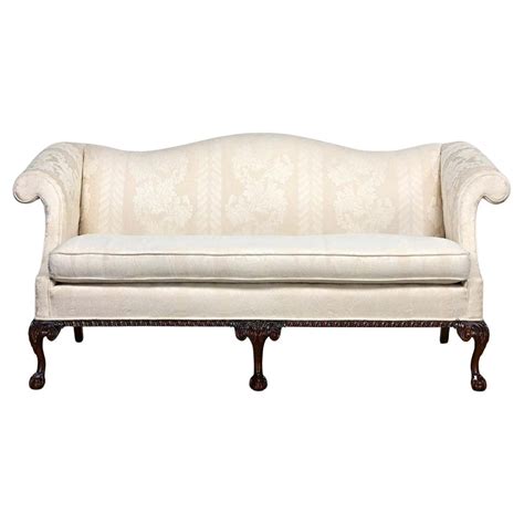 Chippendale Style Camelback Settee Sofa With Cabriole Legs And Ball And