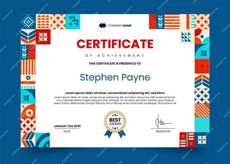 Premium Psd Vintage Mosaic Certificate Design