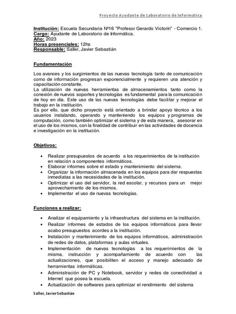 Proyecto De Ayudante De Laboratorio Informatico Pdf Bases De Datos Servidor Computación