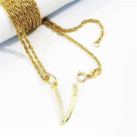 18k Pure Gold Letter V Necklace Gold Necklace For Women 18k Jewelry