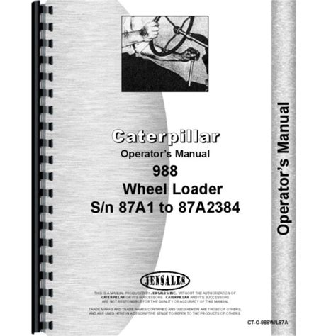 Caterpillar 988 Wheel Loader Operators Manual Sn 87a