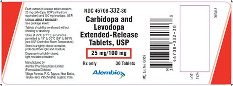 Carbidopa And Levodopa Extended Release Tablets Usp Rx Only