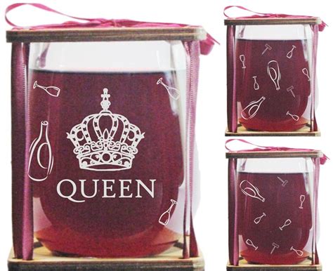 Queen Stemless Wine Glass And Presentation Packaging Etsy