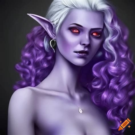 Beautiful Drow With Silver Hair And Purple Eyes On Craiyon