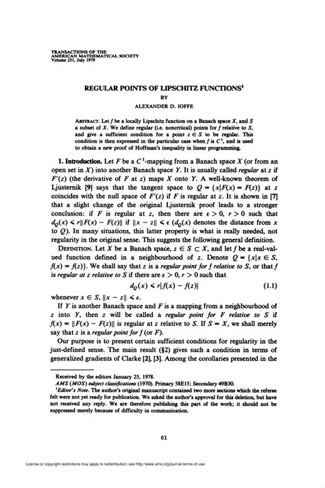 Pdf Regular Points Of Lipschitz Functions