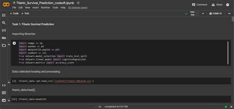 Kashaf Amir On Linkedin Task 1 Titanic Survival Prediction Completed Given By Codsoft Github