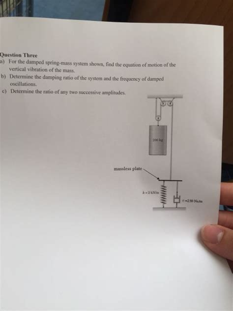 Solved Question Three A For The Damped Spring Mass System