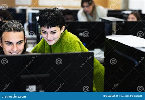 Young Classmates Studying Together In High School Stock Image Image