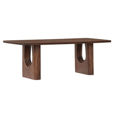Eric Rustic Lodge Brown Oak Wood Double Pedestal Rectangular Dining