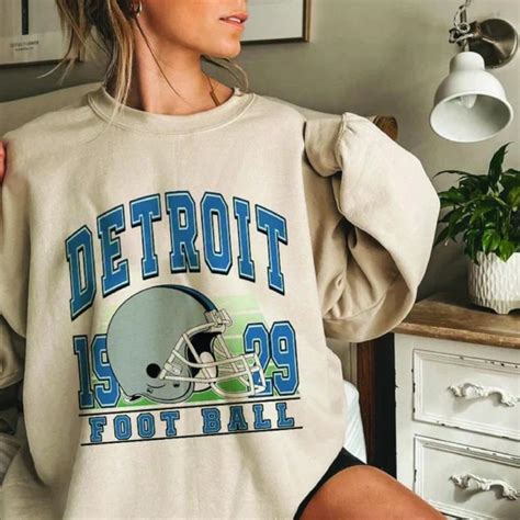 Vintage Detroit Lion Football Crewneck Sweatshirt Depop