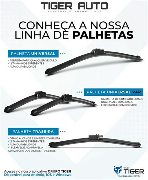 Tiger Auto Destaca Linha De Palhetas Universal Universal Par E Palheta Traseira Portal