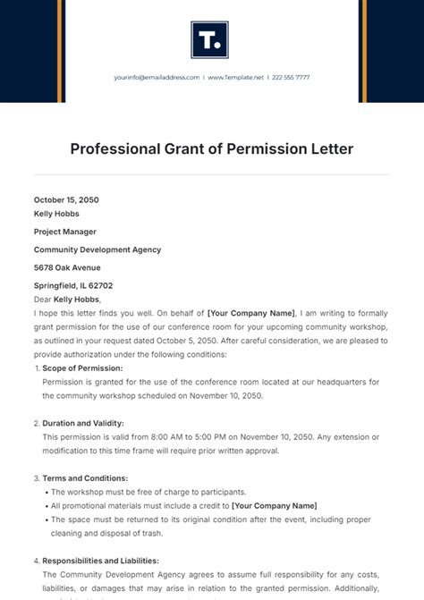 Copyright Permission Letter Template Free Pdf