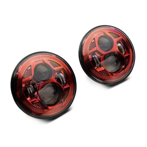 Raxiom Jeep Jk 7 In Led Headlights Red Housing Wheelflip