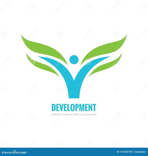 Development Business Logo Design Abstract Stylized Human With Green