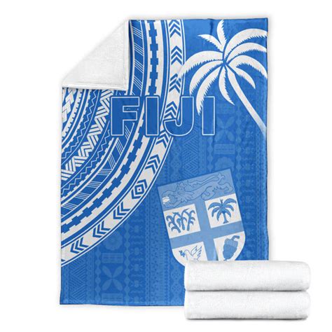 Fiji Rugby Sevens Premium Blanket Fijian 7s Tapa Polynesian Blue Ver01