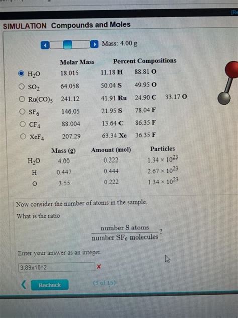 Solved Tre Simulation Compounds And Moles Mass 400 G Molar