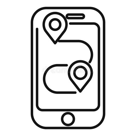 Smartphone Showing Route With Two Location Pins Stock Vector
