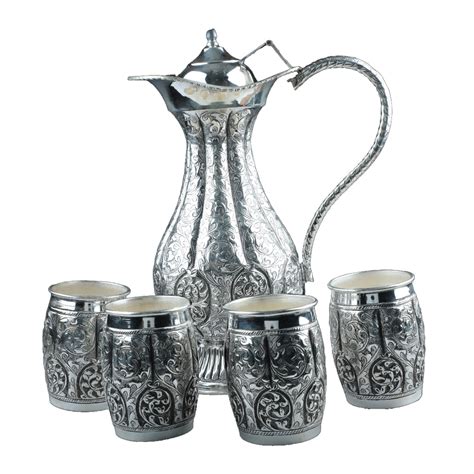 Hira Panna Silver Surahi Glass Set Hira Panna Jewellers