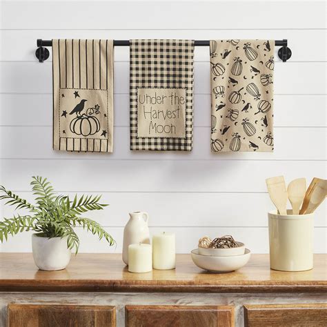 Raven Harvest Cotton Kitchen Dish Towel Set Of 3 Absorbent Fall Decor