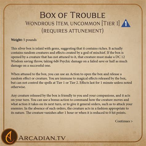 Box Of Trouble New Dnd Magic Item Arcadian Media