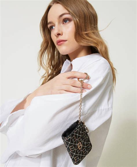 Card Holder With Zip And Keyring Woman Black Twinset Milano