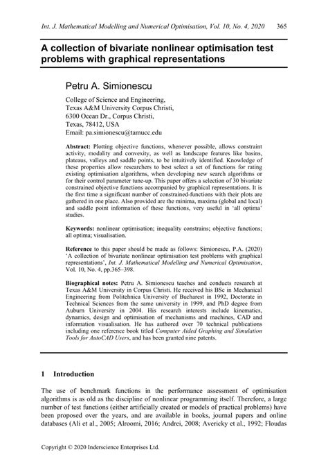Pdf A Collection Of Bivariate Nonlinear Optimisation Test Problems