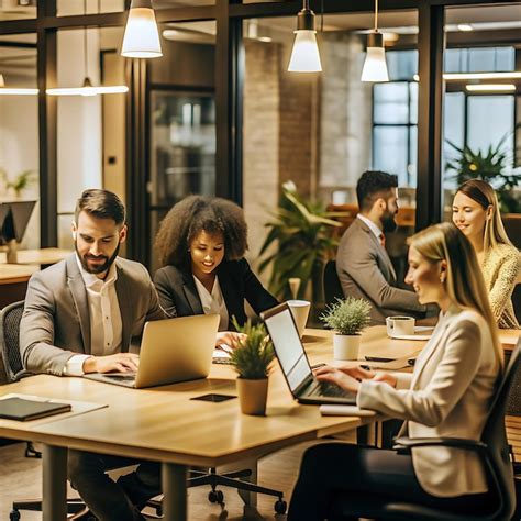 Some Employee Working Together In The Office Inside Premium Ai