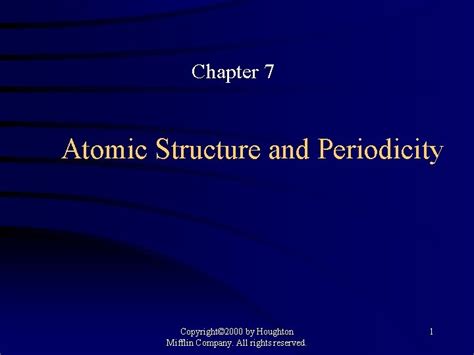 Chapter 7 Atomic Structure And Periodicity Copyright 2000