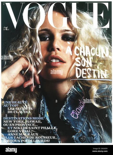 2002 April Vogue Paris Cover With Claudia Schiffer By Mario Testino