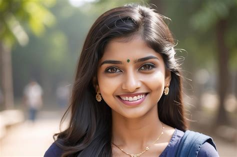 Premium Photo Young Indian College Girl Smiling