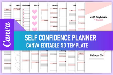 Editable Self Confidence Planner Canva Graphic By Rahimaartwork077