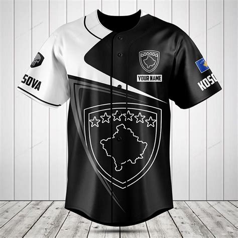 Kosova Symbol Black And White Skull Custom Baseball Jersey For Fan Verrafashion