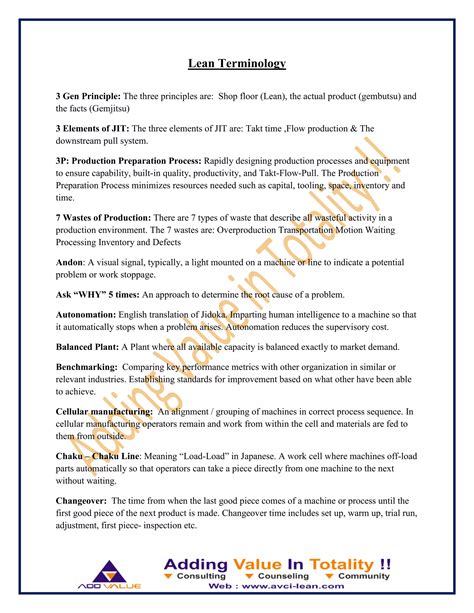 Lean Terminology Pdf
