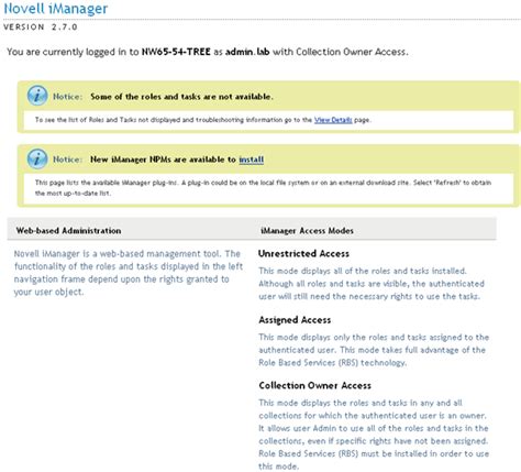 Netiq Documentation Novell Imanager 2 7 6 Administration Guide Imanager Interface November
