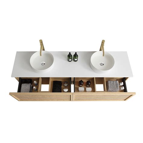 Meuble De Salle De Bain Suspendu 180 Cm En Cannage