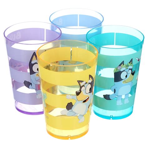 Zak Designs Bluey Drinking Cups 4 Piece Durable Plastic Drinkware