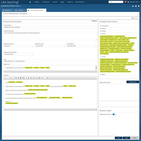 Creating A Notification Template Usa Staffing Online Help