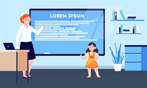 Free Vector Cute Schoolgirl Giving Report At Class Blackboard