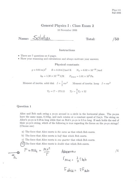 Exam 2 With Solution General Physics 1 Phys 111 Docsity
