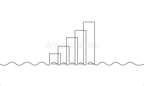 Continuous Line Drawing Of Graph Business Icon Illustration Vector Of