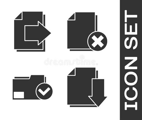 Set Document With Download Next Page Arrow Document Folder And Check Mark And Delete File