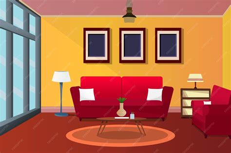 Premium Vector Room Inside Interior Cartoon Living Room House With