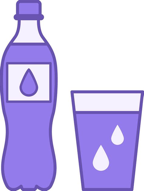 Colored Water Intake Icon Illustration Plastic Bottle And Glass With Clean Water Healthy