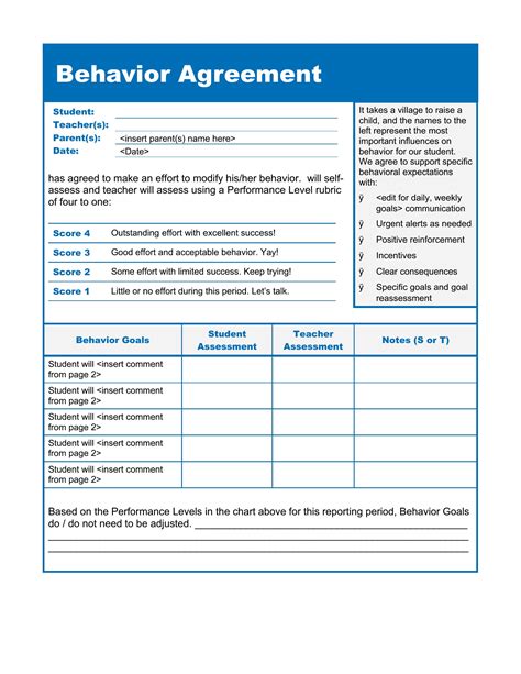 Behavior Contract Template Spark Premium Template Template Spark