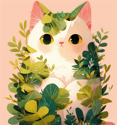 Leaves Cat By Elffyie On Deviantart