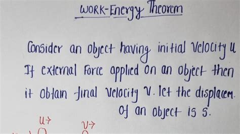 Derivation Of Work Energy Theorem Work Energy Theorem Derivation Youtube