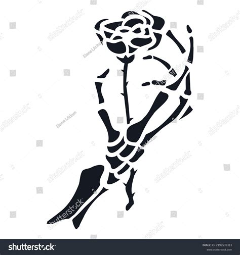Skeleton Rose Cut Out High Resolution Stock Vector Royalty Free