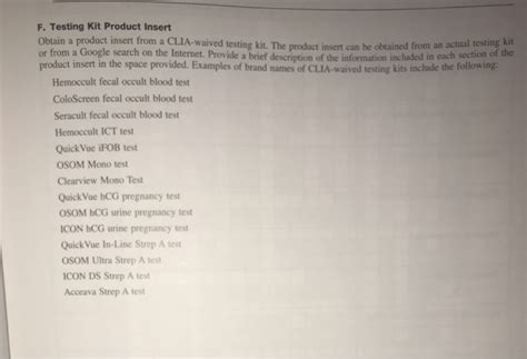 F Testing Kit Product Insert Obtain A Product Insert
