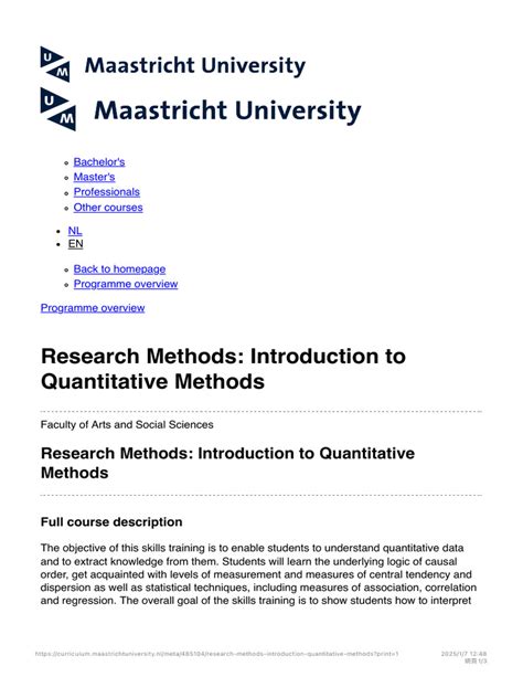 Research Methods Introduction To Quantitative Methods Meta Maastricht Unive Pdf