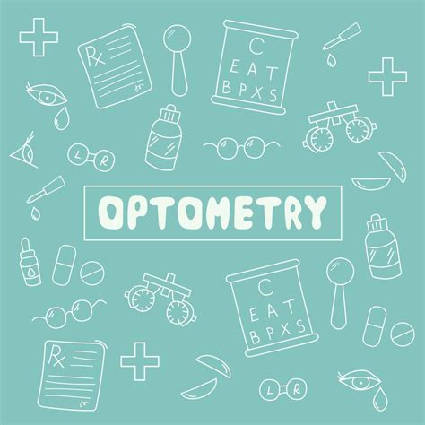 Set Equipments For Optometry Doodle Banner With Vision Examination